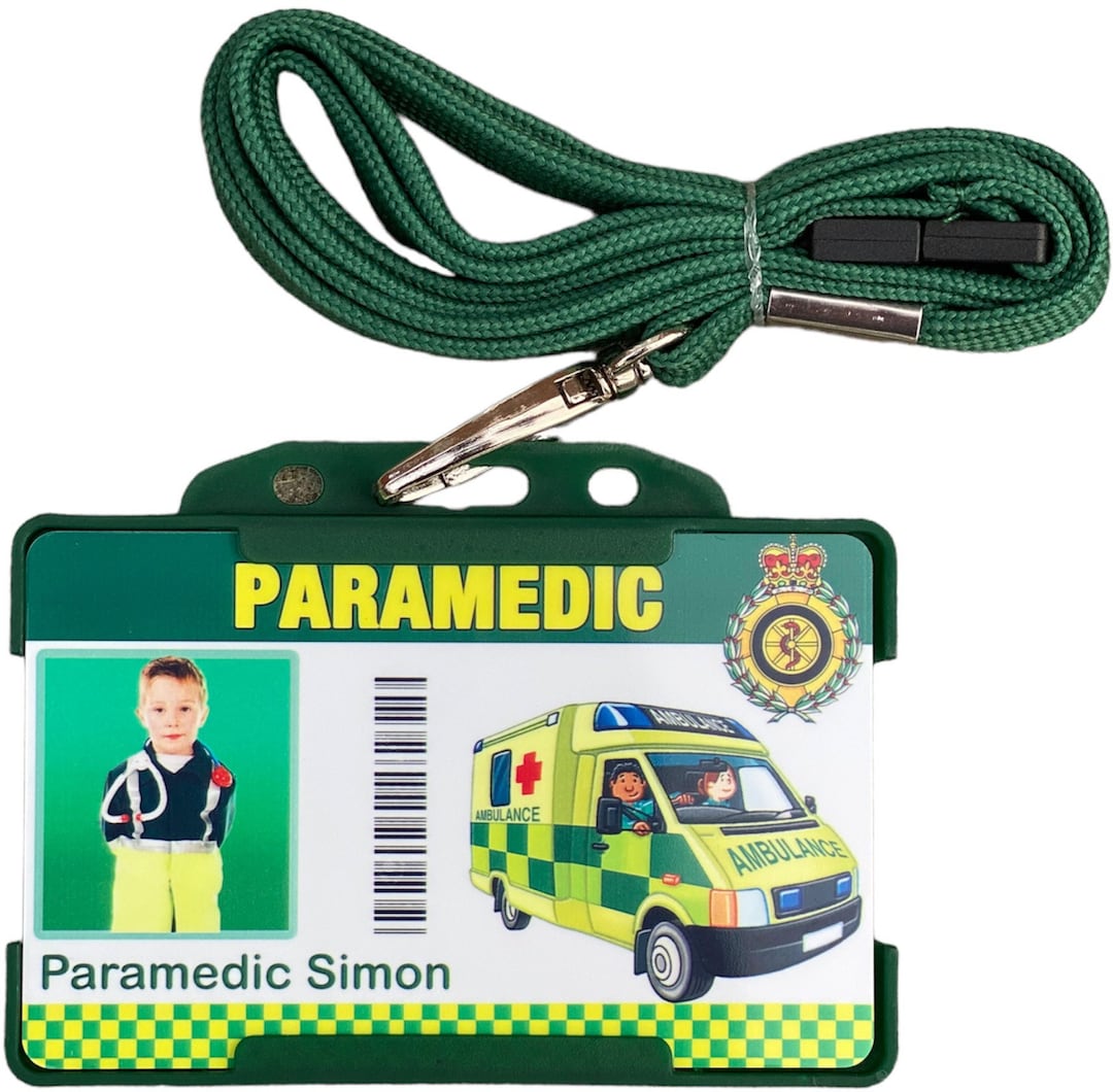 Children / Child Paramedic Roleplay ID Card With Green Lanyard ...