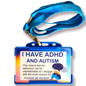 I Have ADHD and Autism Disability ID Card & Lanyard - 8 Colours! - Etsy