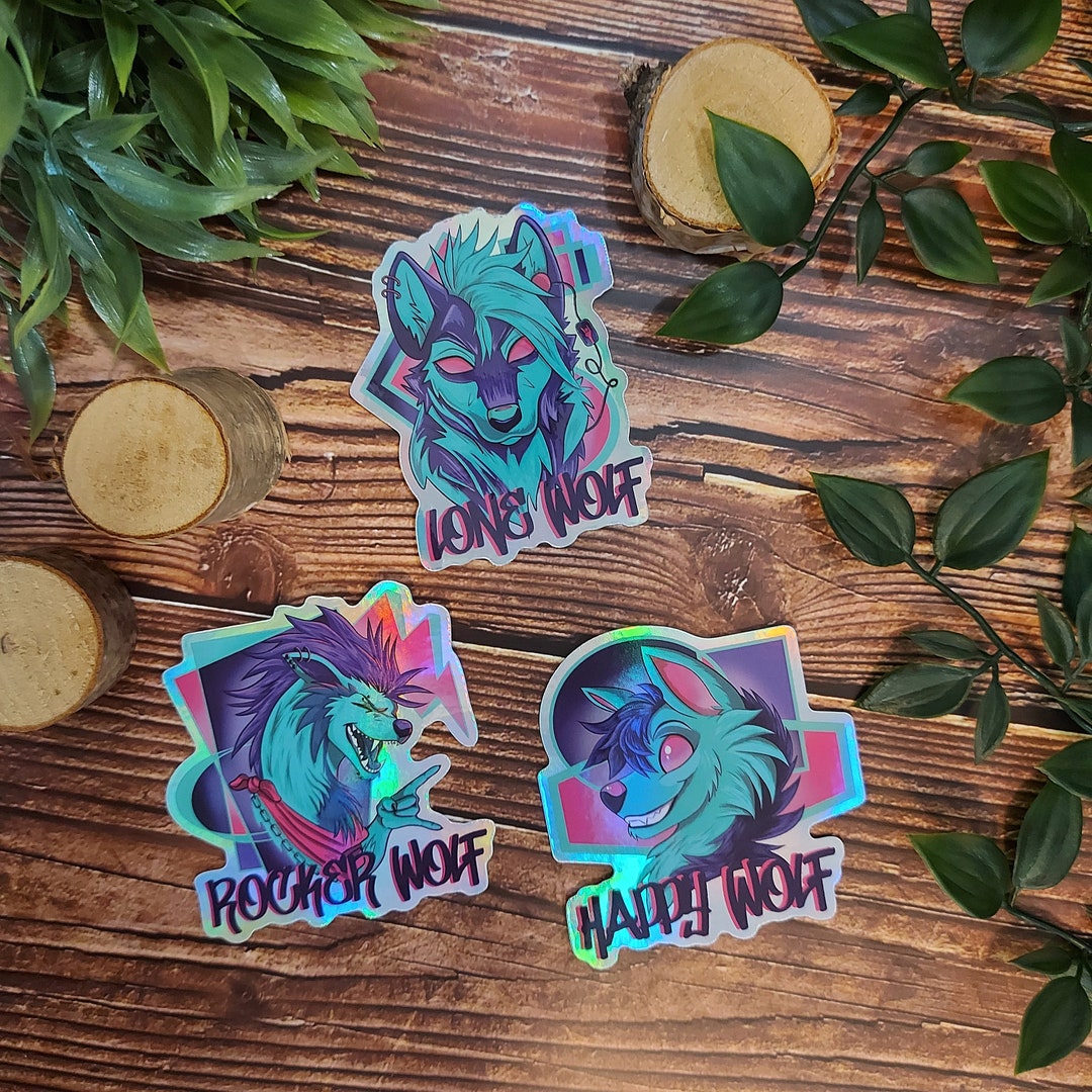 Holographic Vinyl Stickers | Wolf Pack | Lone Wolf, Rock and Happy - Etsy