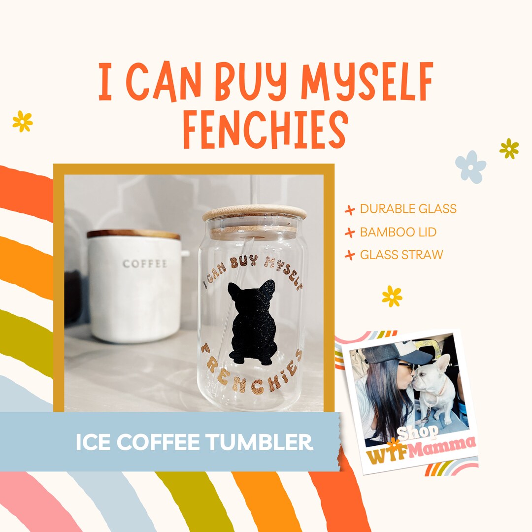 Iced Coffee Glass With Glass Straw and Bamboo Lid | Frenchie Glass ...