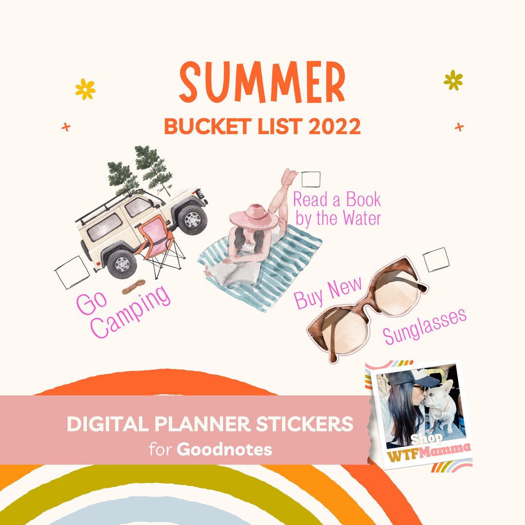 Summer Bucket List Digital Stickers for Goodnotes | Digital Stickers ...