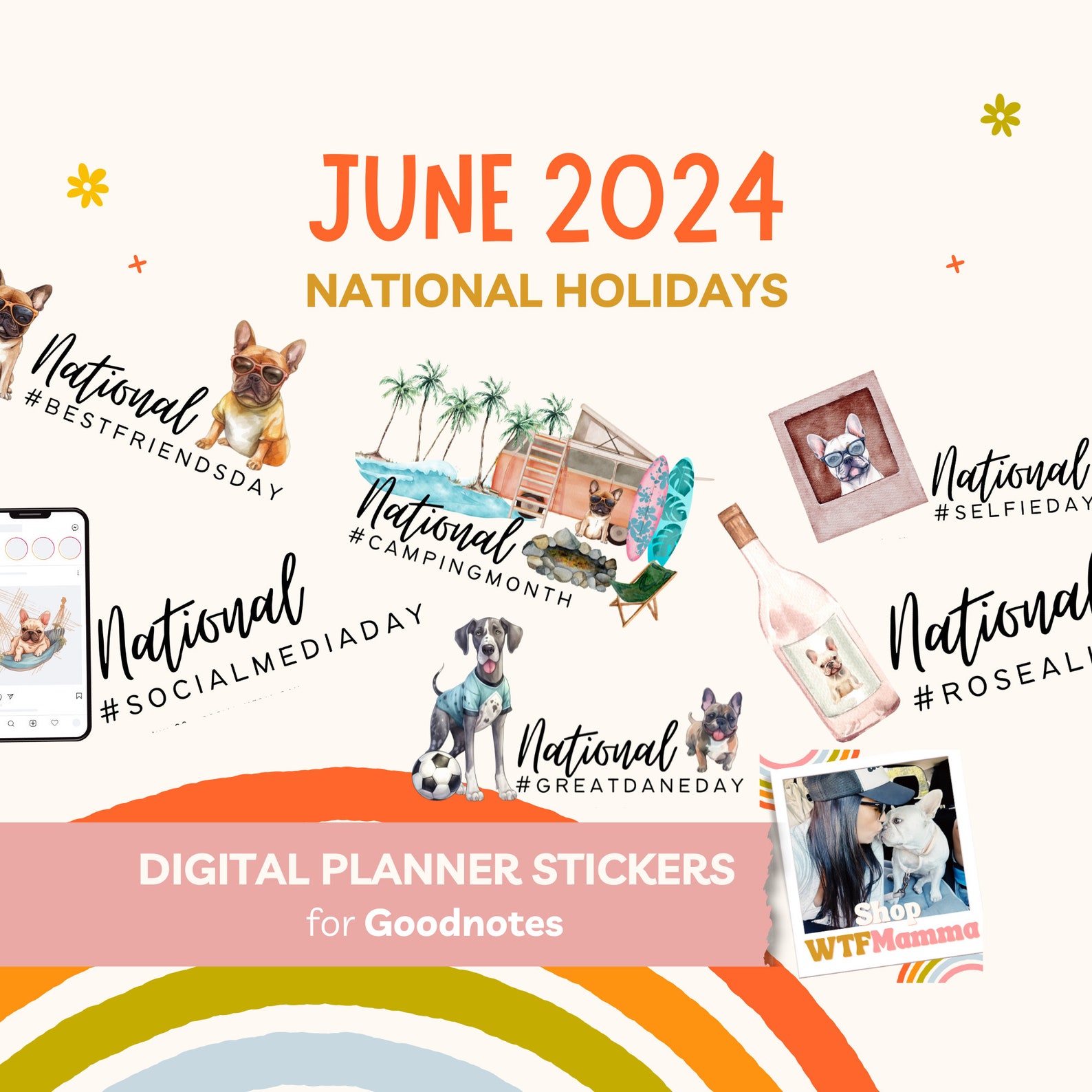 June National Holidays 2024 Digital Planner Stickers for Goodnotes - Etsy