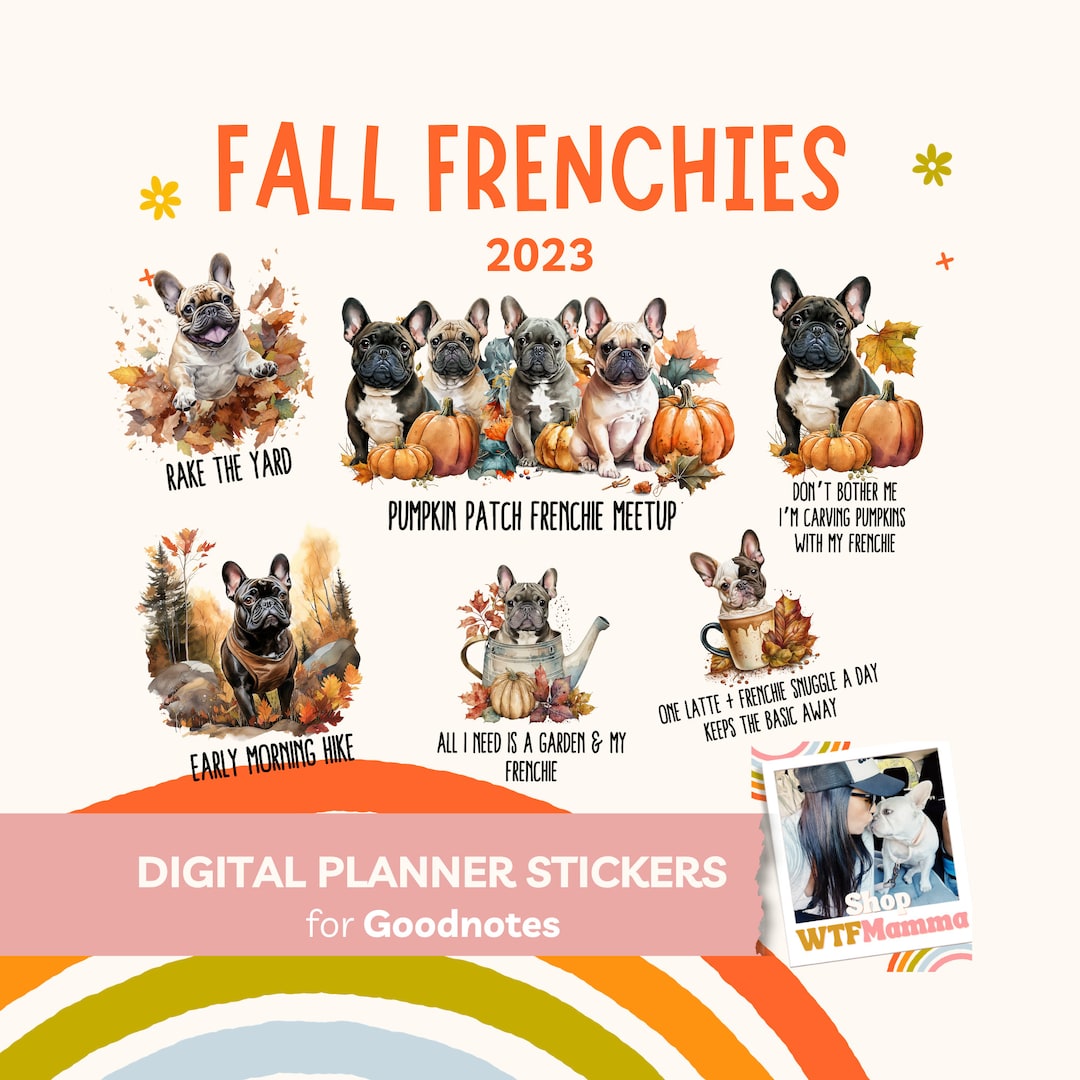 Fall Frenchies 2023, Fall Seasonal Digital Stickers for Goodnotes - Etsy