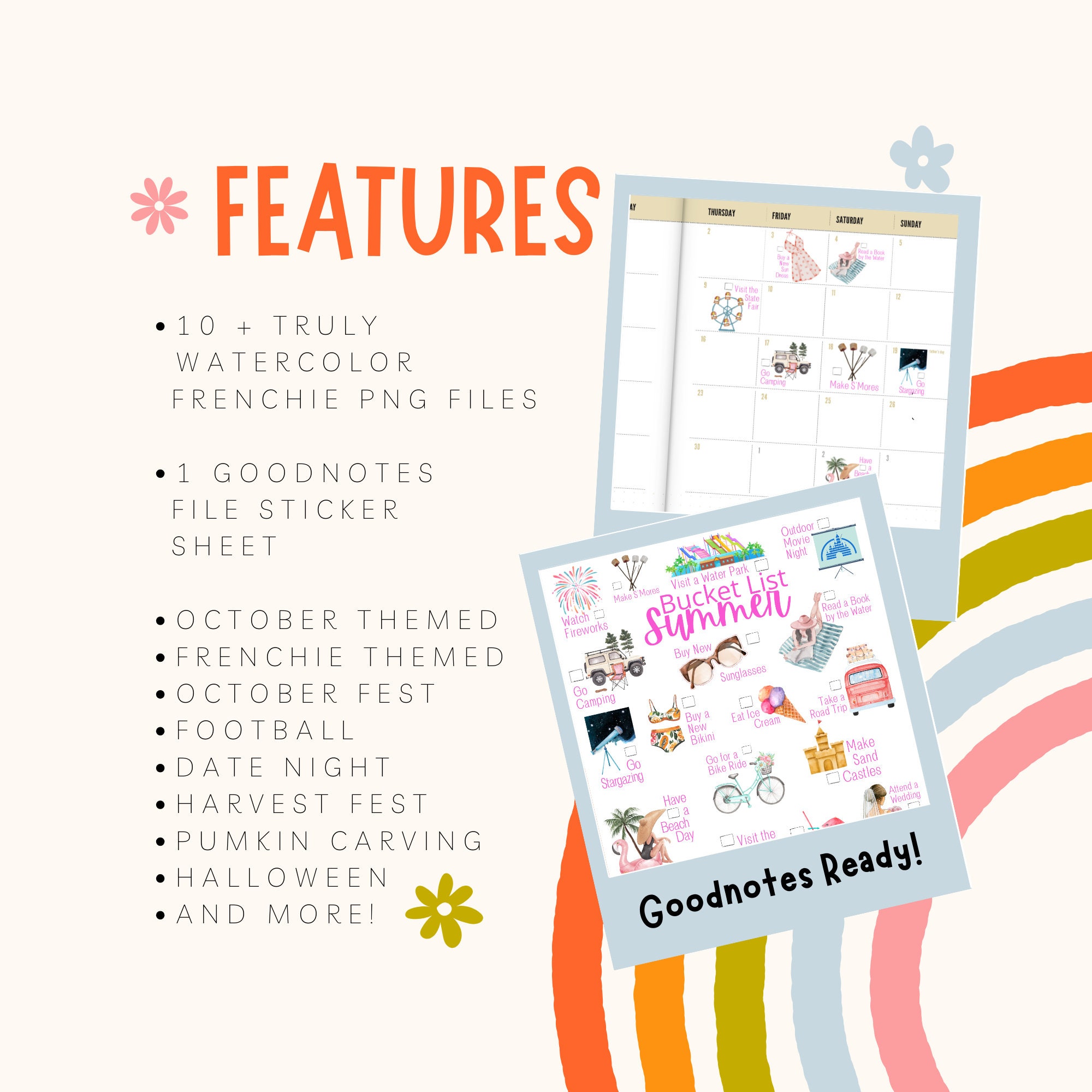 Summer Bucket List Digital Stickers for Goodnotes Digital Stickers for ...