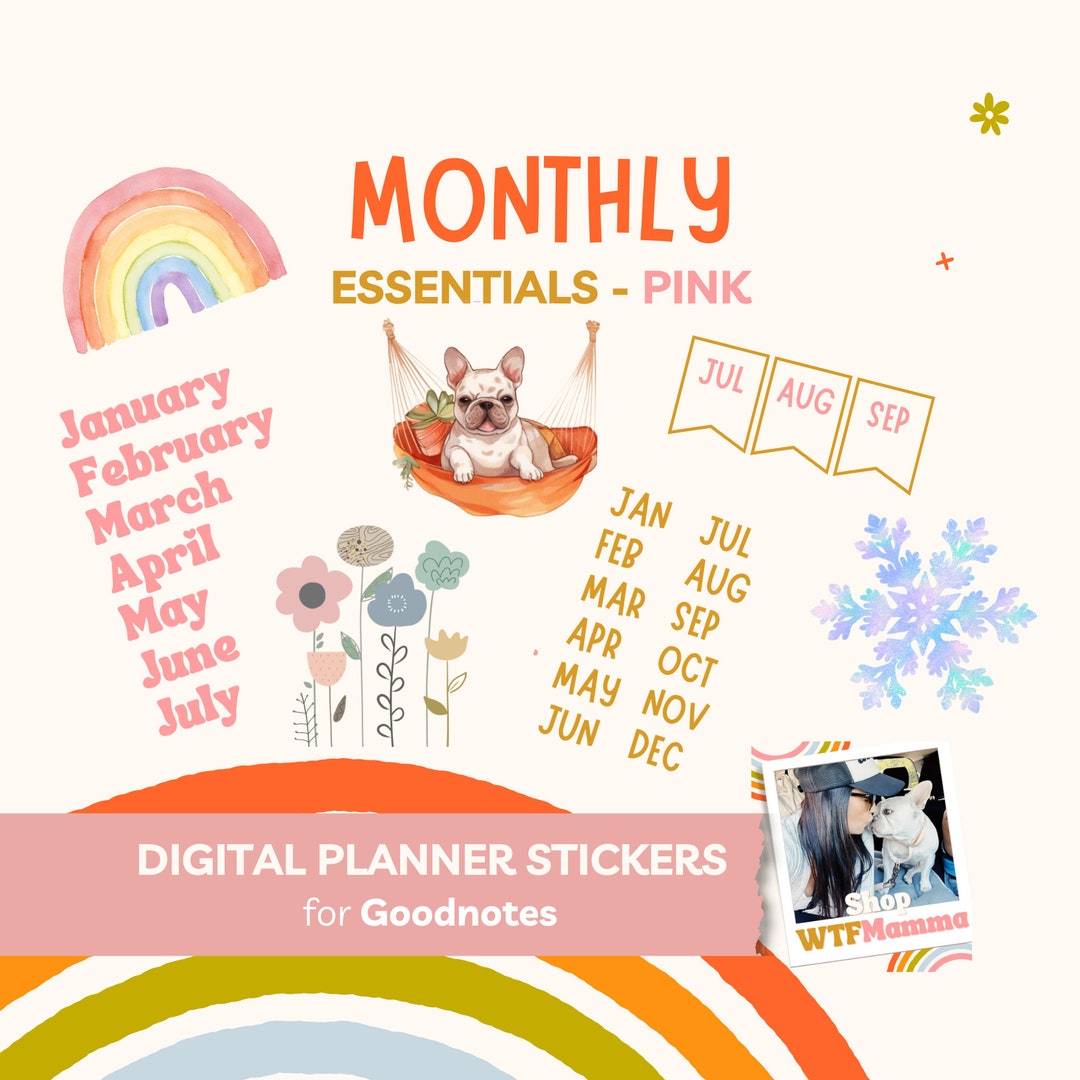 Month Sticker Kit - Pink + Gold With Seasons Bonus - Etsy