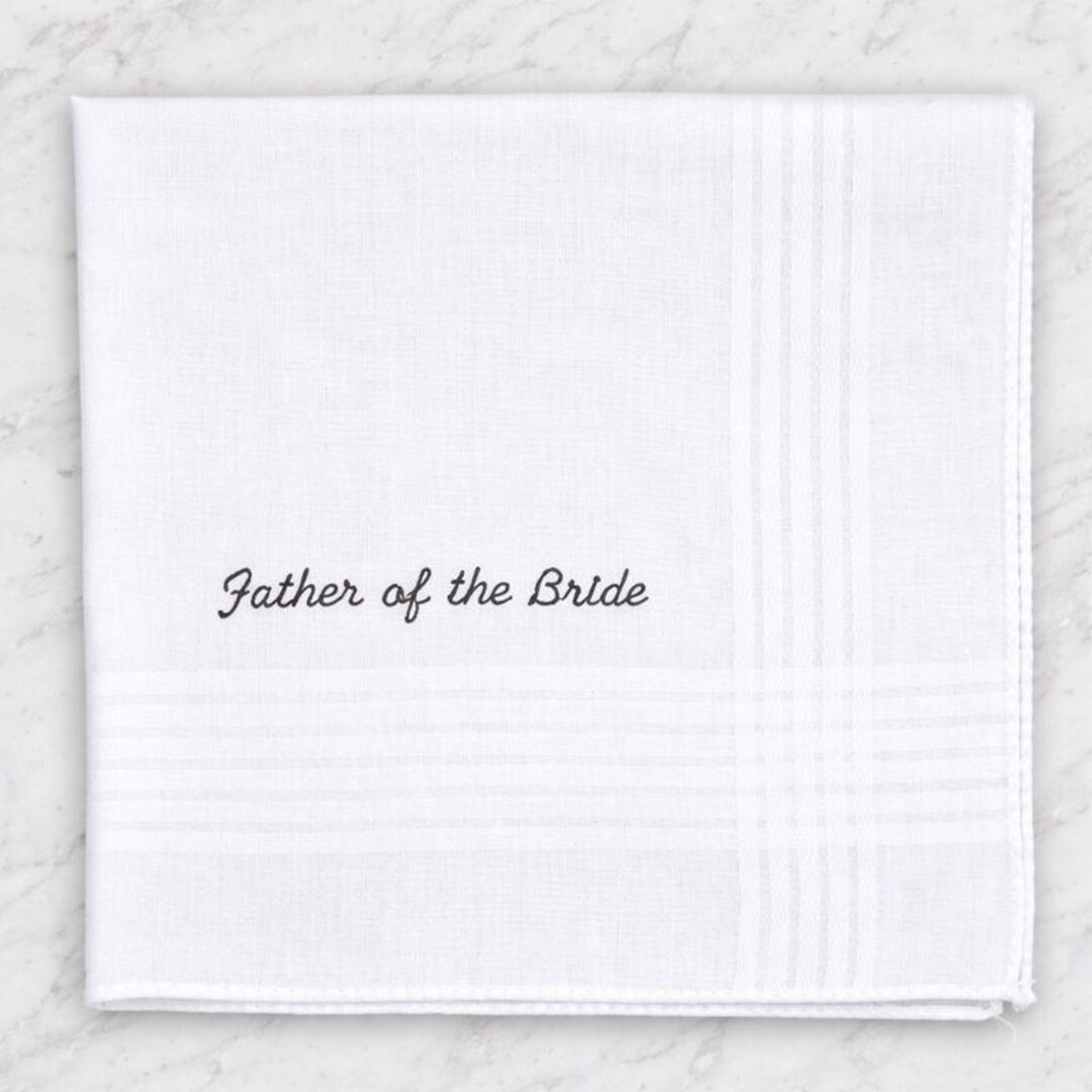 Embroidered Wedding Handkerchief: Cotton Keepsake Gift for Father of ...