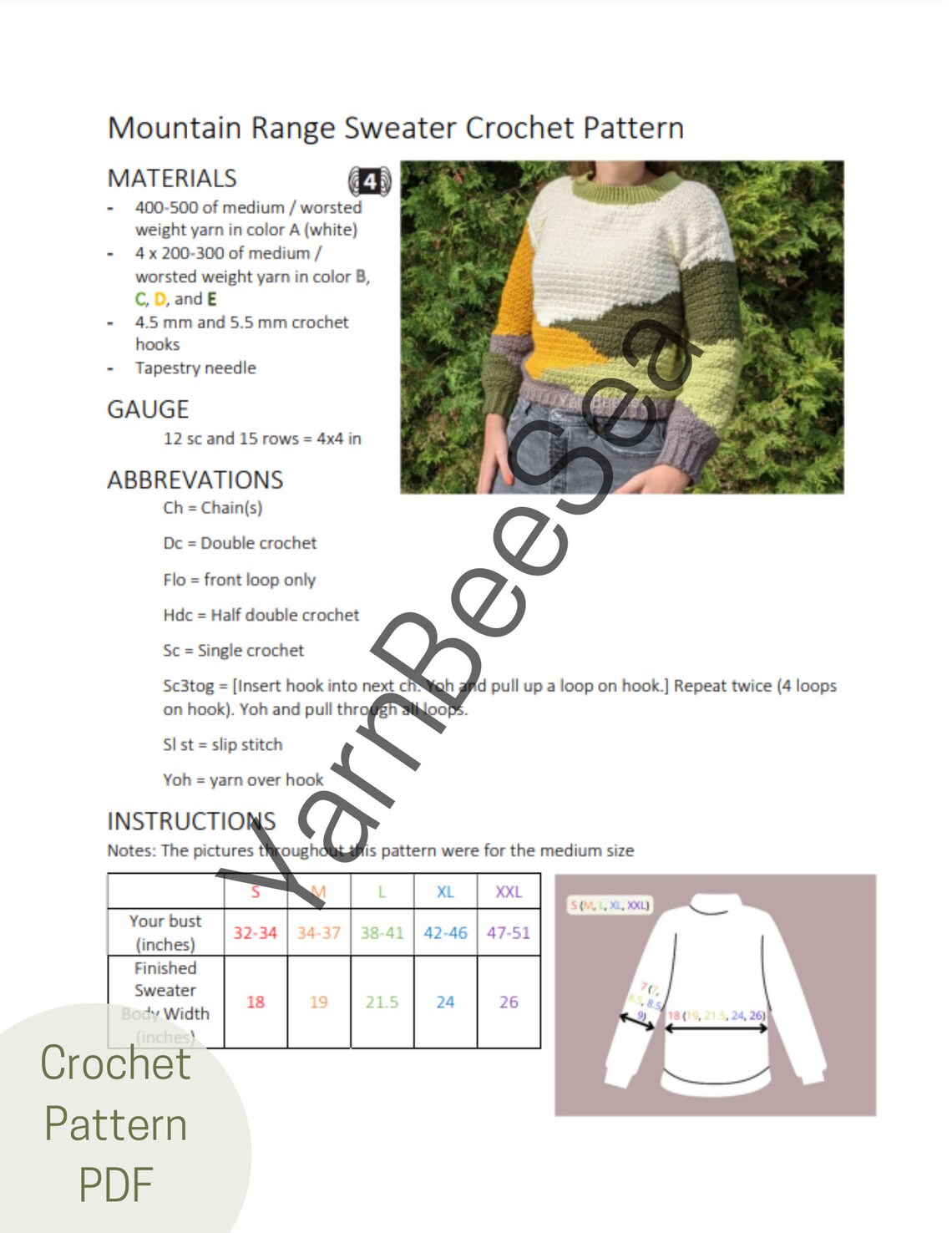 Mountain Range Sweater Crochet Pattern - Etsy
