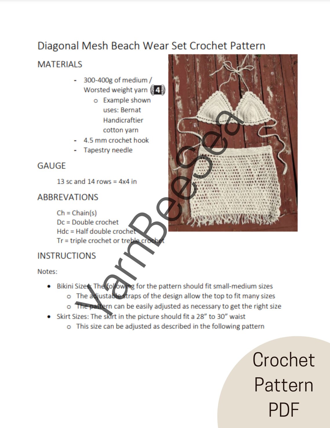 Diagonal Mesh Beach Wear Set Crochet Pattern - Etsy