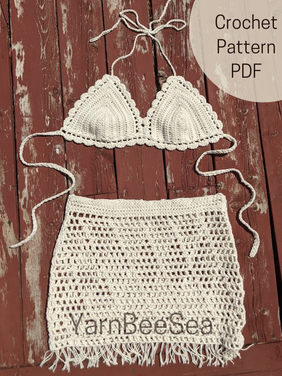 Diagonal Mesh Beach Wear Set Crochet Pattern - Etsy