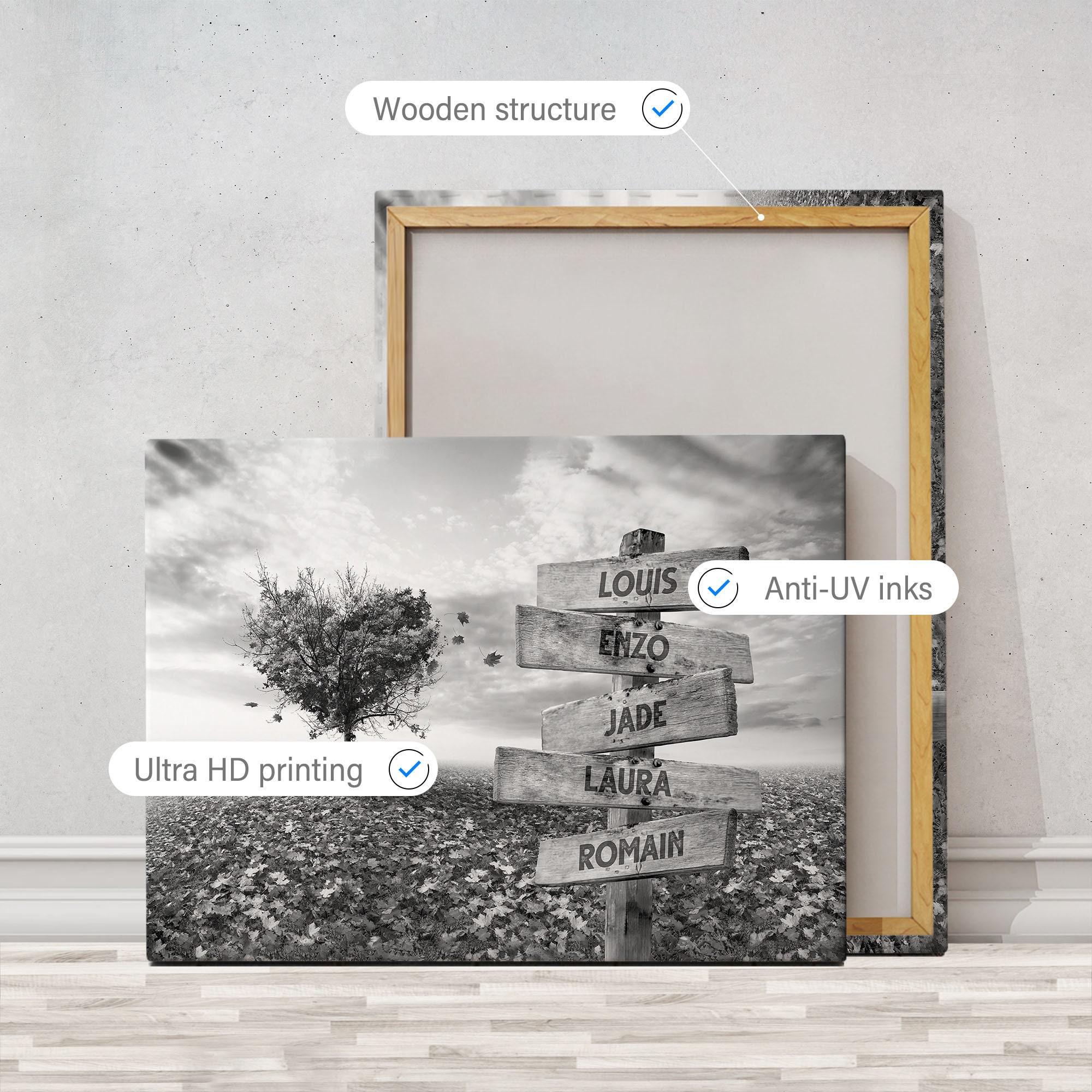 Grayscale Tree Heart Shape for Love Canvas Prints Custom Family ...