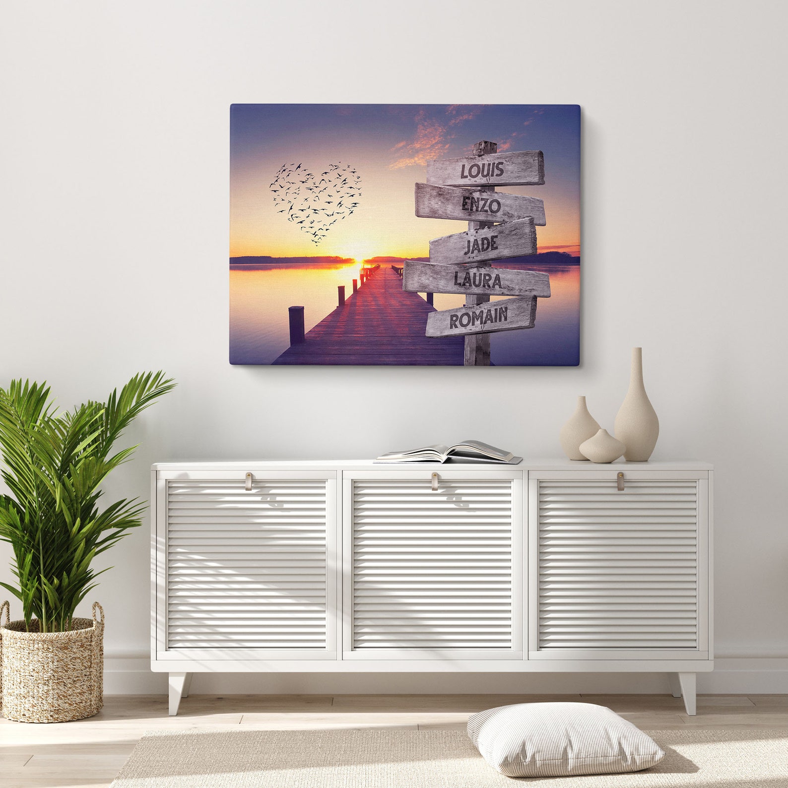 Pontoon Sea Sunset Heart Love Sky Customized Prints Family Personalised ...