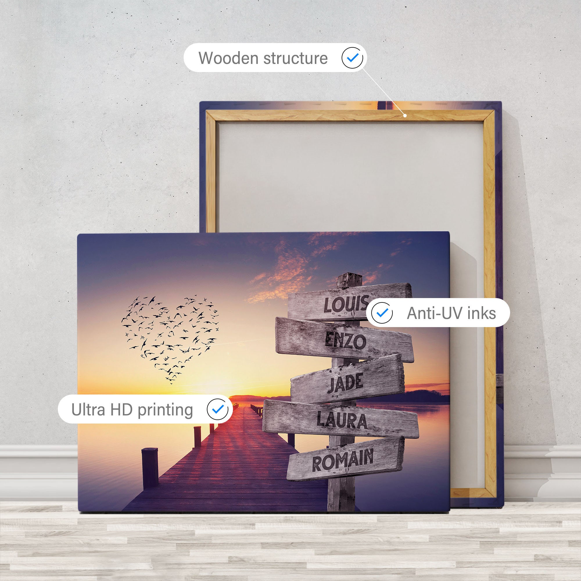 Pontoon Sea Sunset Heart Love Sky Customized Prints Family Personalised ...