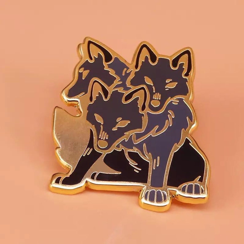 Cerberus of Greek Mythology Vintage Dark Wolf Animal Badge Lapel Pins ...