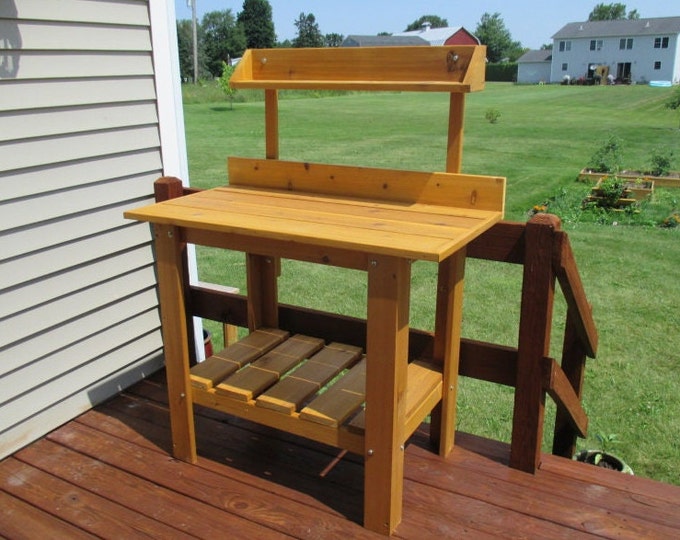 Potting Bench With Water Spigot, Cedar Potting Table, Outdoor Garden ...