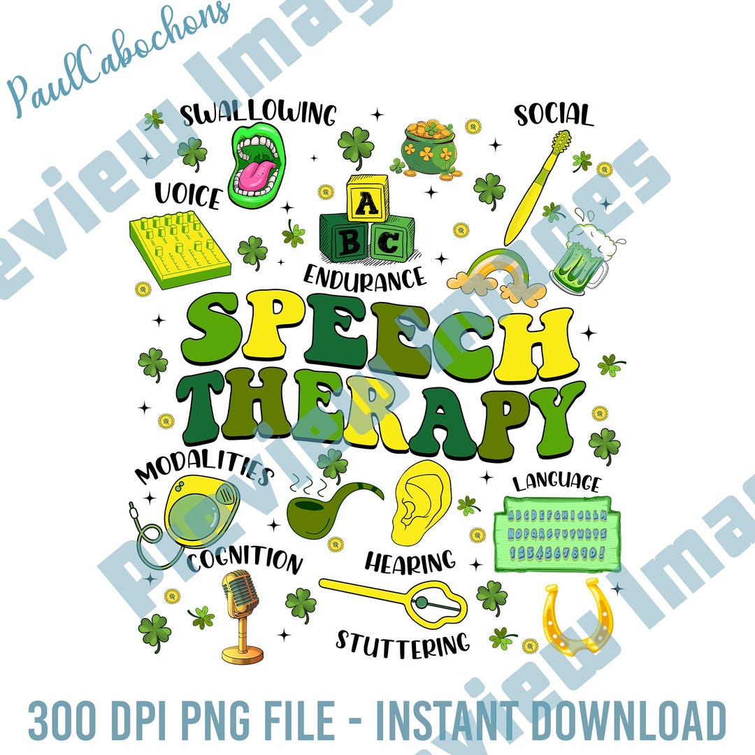 Lucky Speech Therapy St Patrick's Day Png, SLP Png, Speech Paddy's Day ...