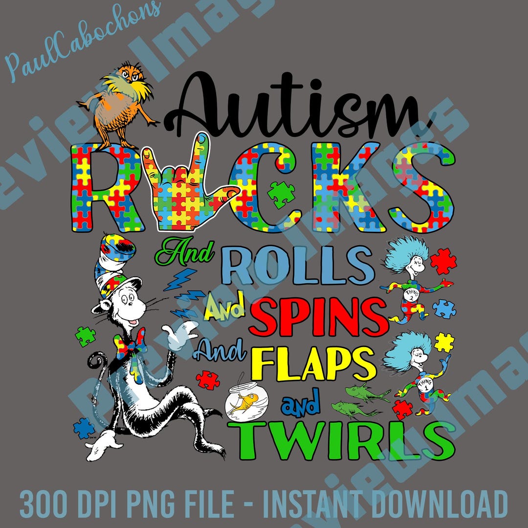Autism Rocks and Rolls Png, Dr Seuss Autism Awareness Png, Autism Dr ...