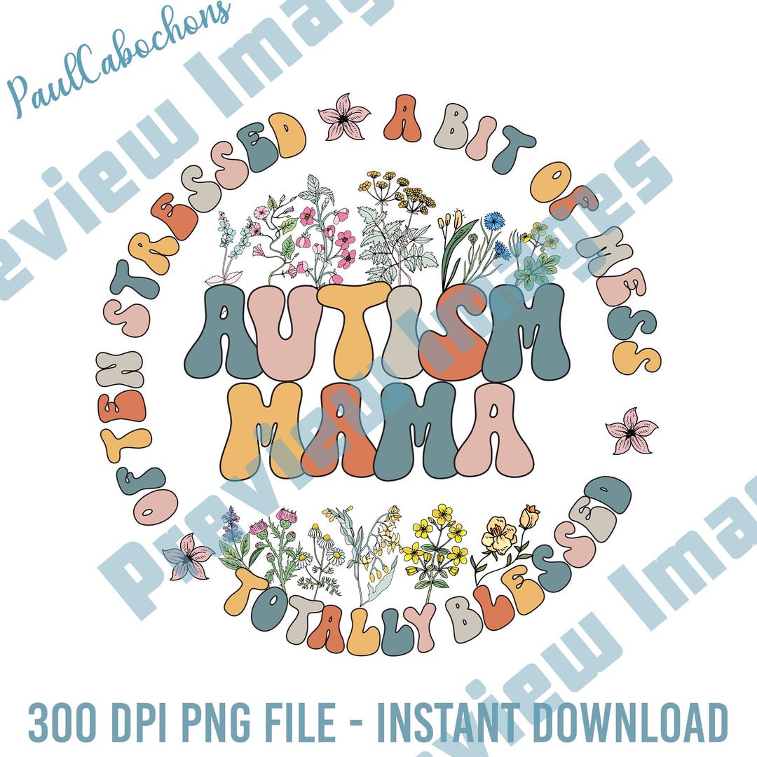Retro Groovy Autism Mama Png, Floral Autism Mom Png, Wildflower Mom ...