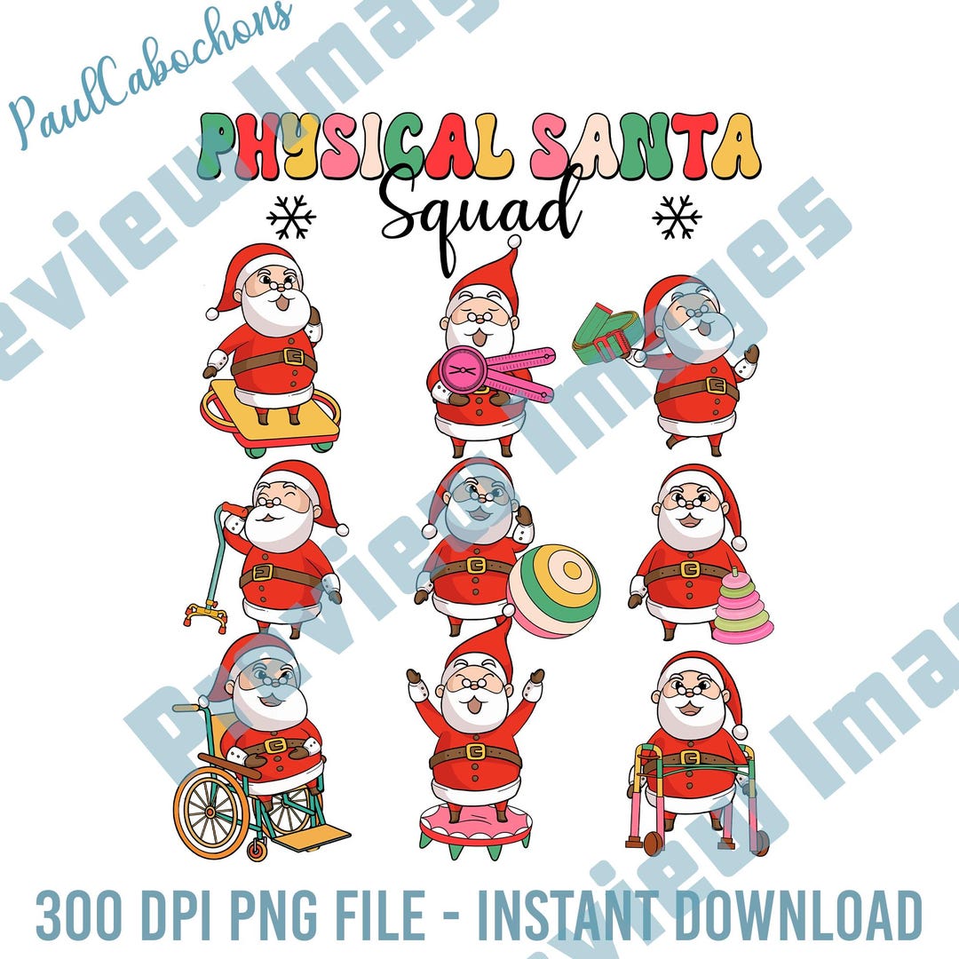 Physical Santa Squad PT Christmas Png, Physical Therapist Christmas, PT ...