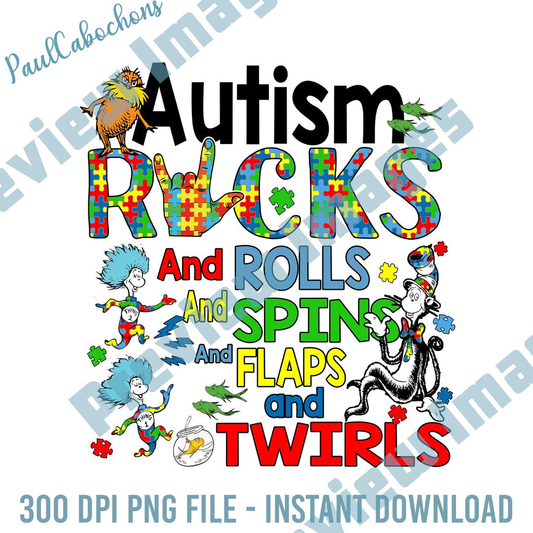 Autism Rocks and Rolls Png, Dr Seuss Autism Awareness, Autism Dr Seuss ...
