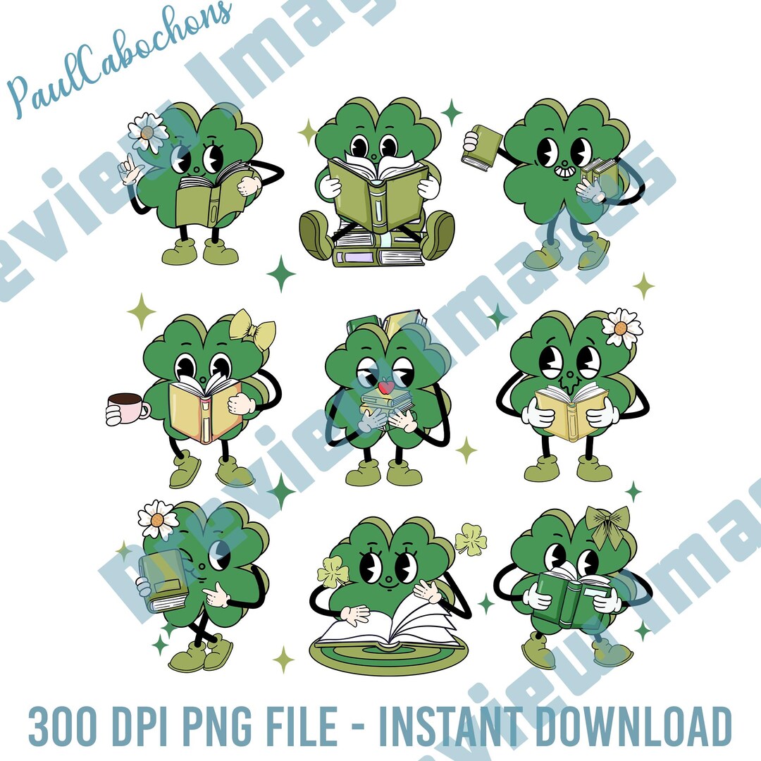 Cute Shamrock Reading Books St Patricks Day Png, Team Reading Png ...
