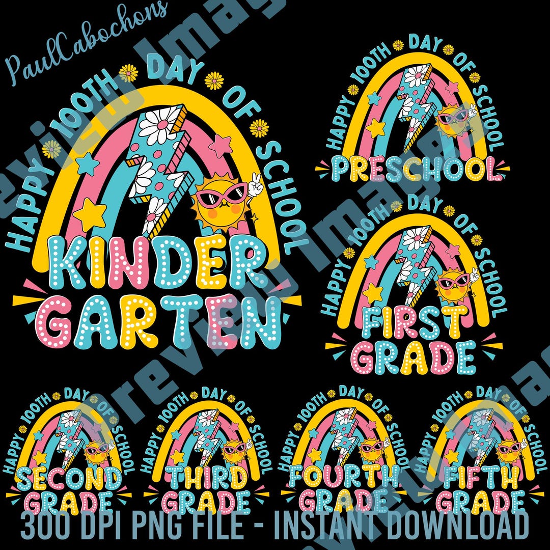 Bundle Happy 100th Days of School Png, Bundle 100 Days of School Png ...
