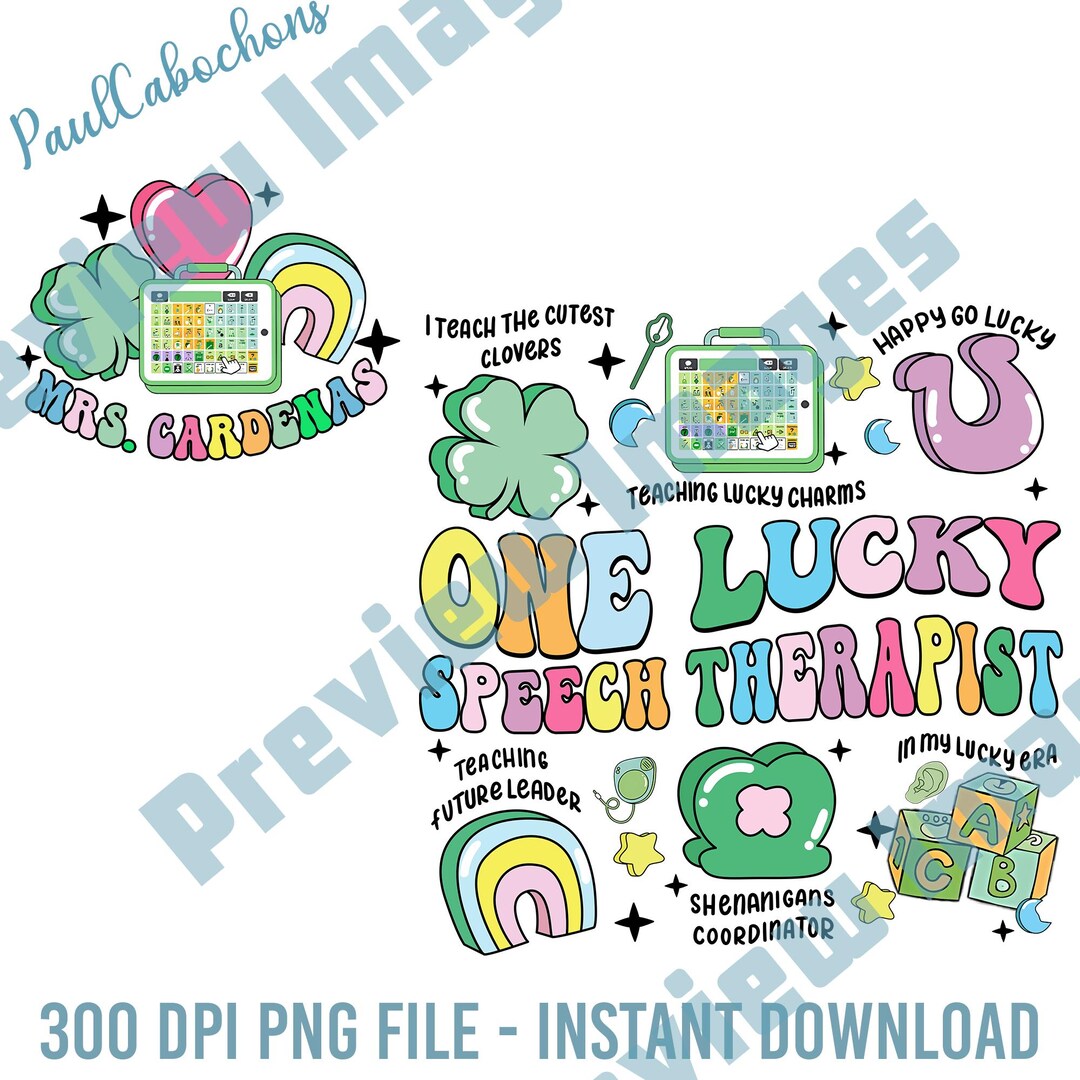 One Lucky Speech Therapist Png, Custom Name SLP St Patrick's Day ...