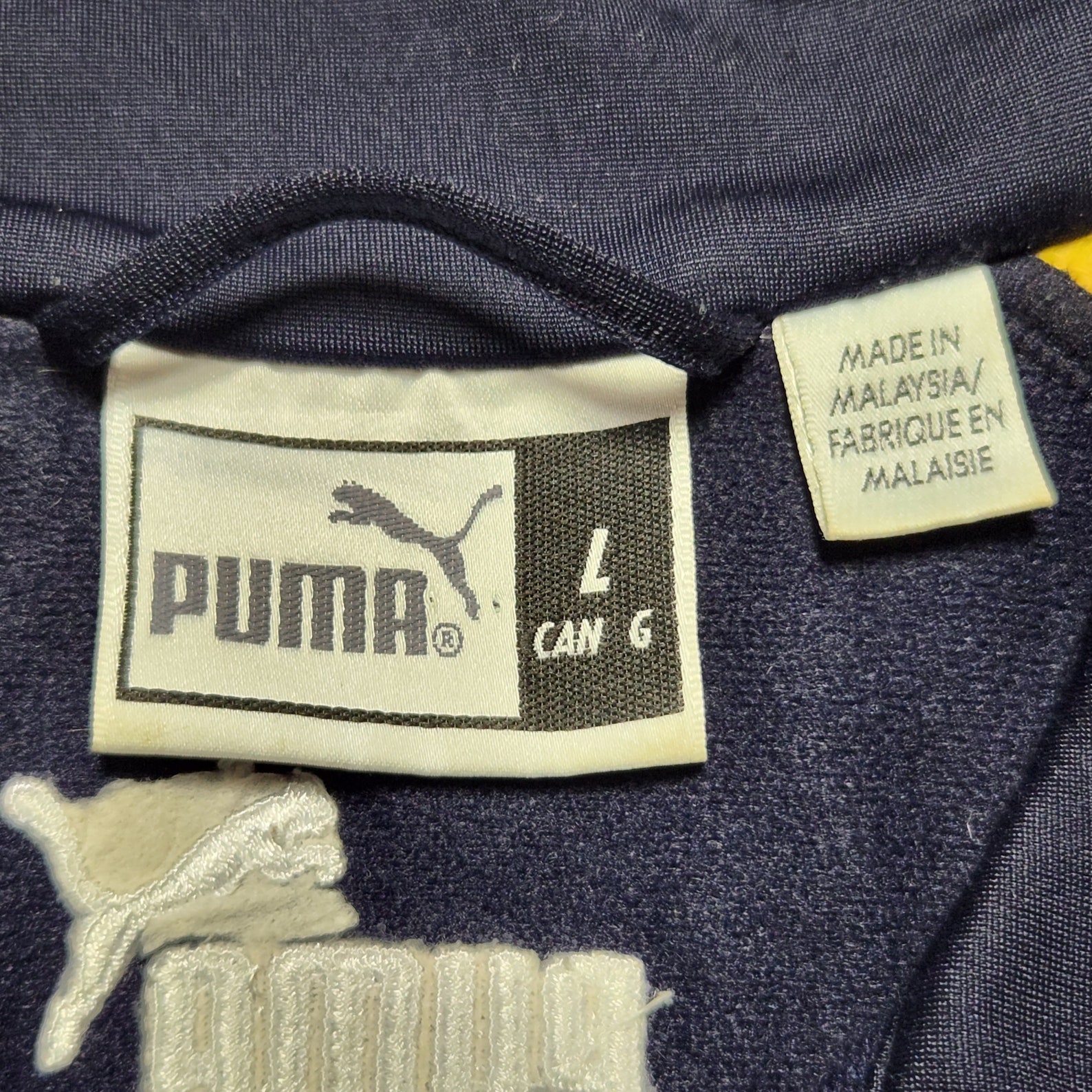 Vintage Puma Track Top Track Jacket Zip 90s 80s Navy Yellow Embroidery ...