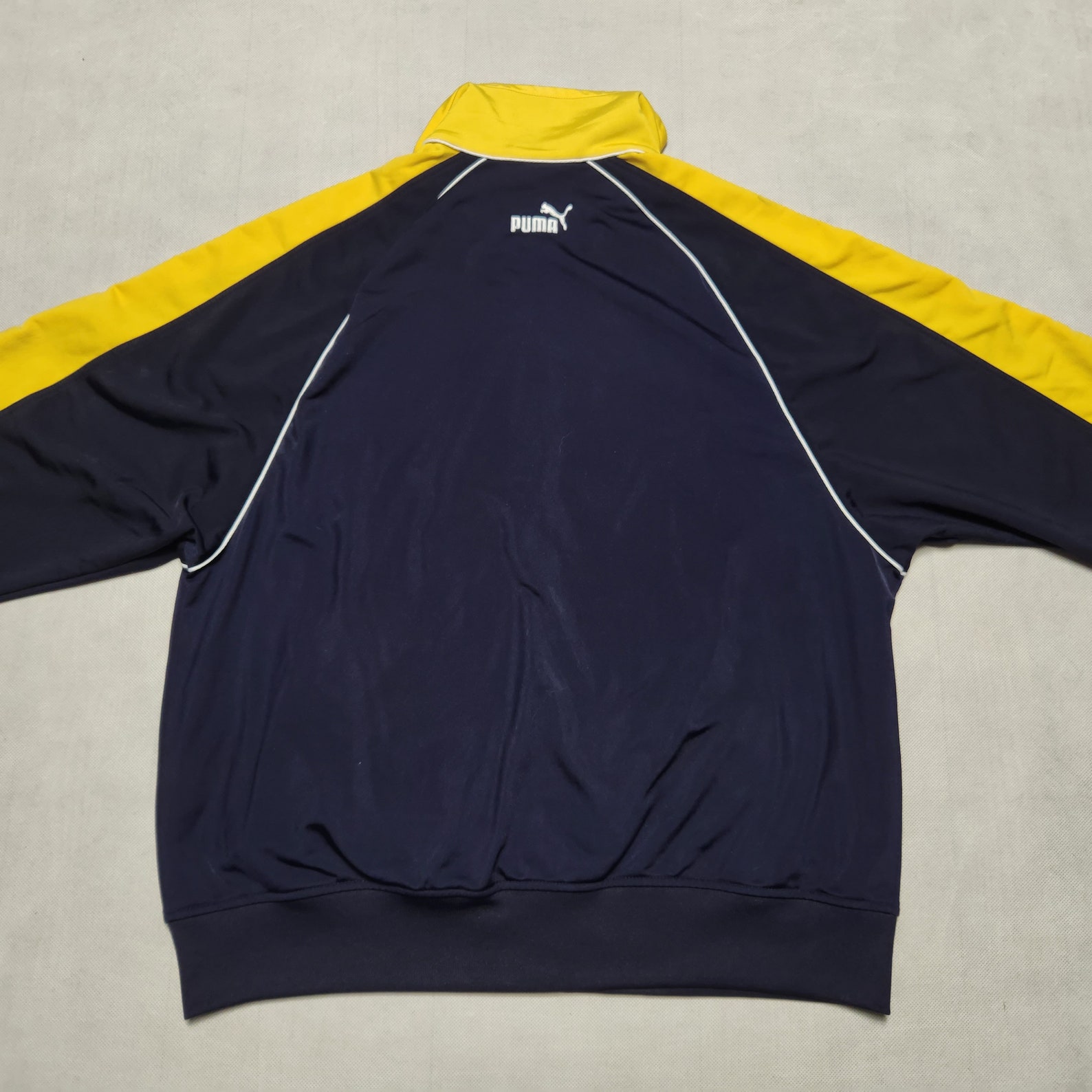 Vintage Puma Track Top Track Jacket Zip 90s 80s Navy Yellow Embroidery ...