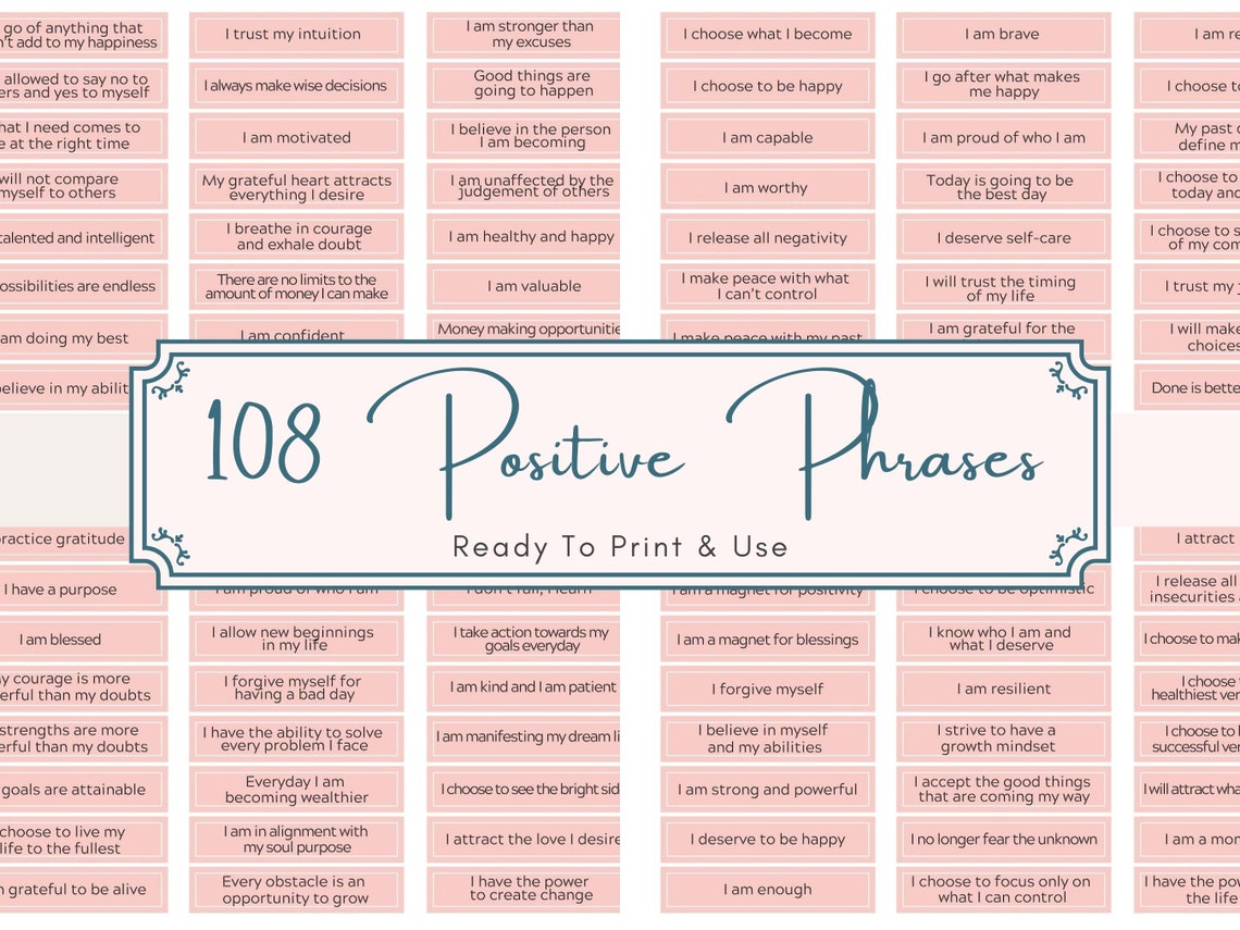 108 Positive Phrases Pretty Pink and Prefect for Planners, Scrapbooks ...