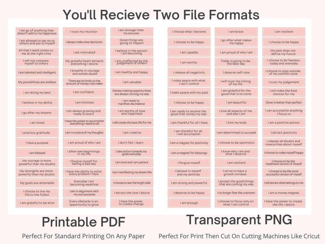 108 Positive Phrases Pretty Pink and Prefect for Planners, Scrapbooks ...