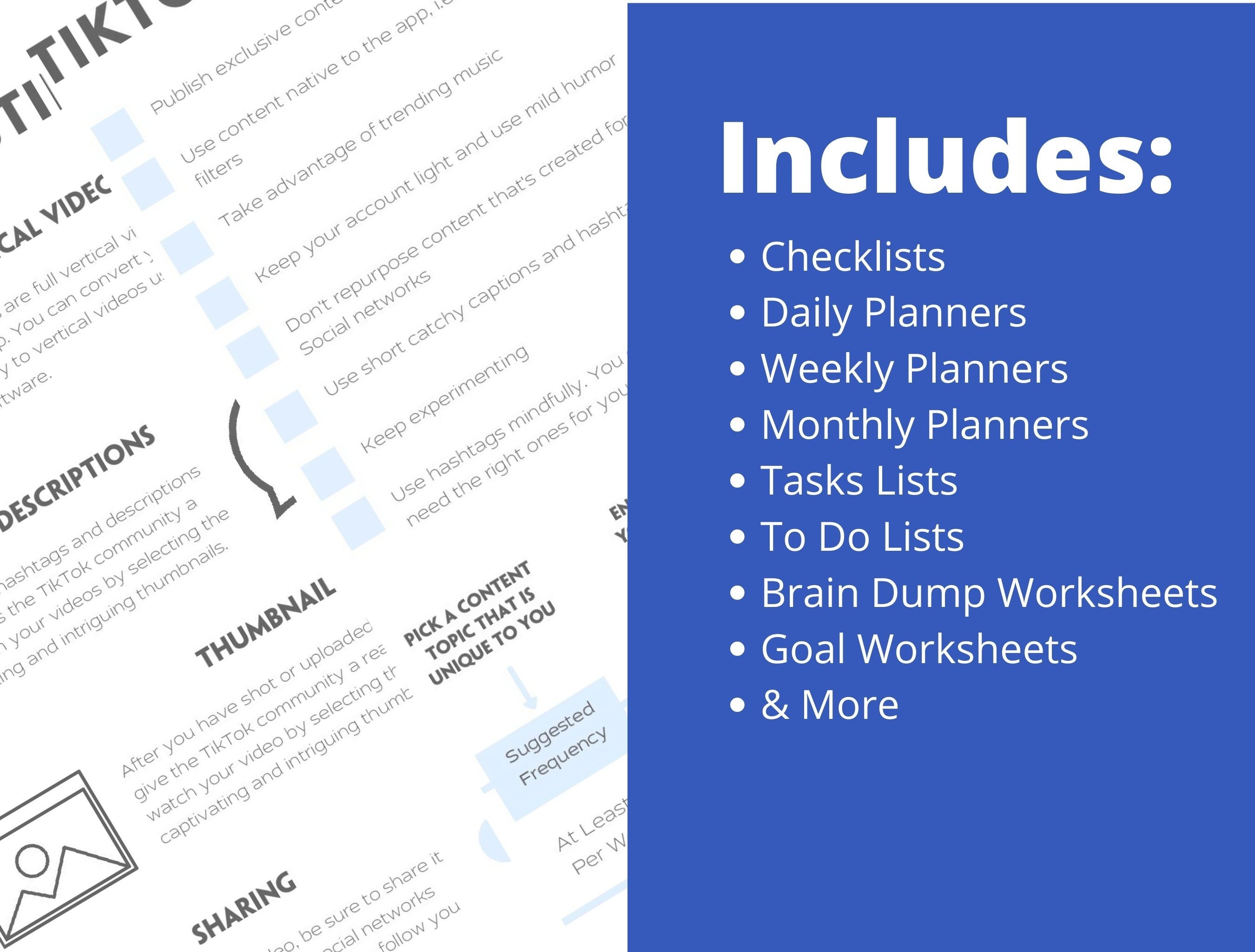 80 Page Tiktok Planner Perfect for Businesses Influencers Who Want to ...
