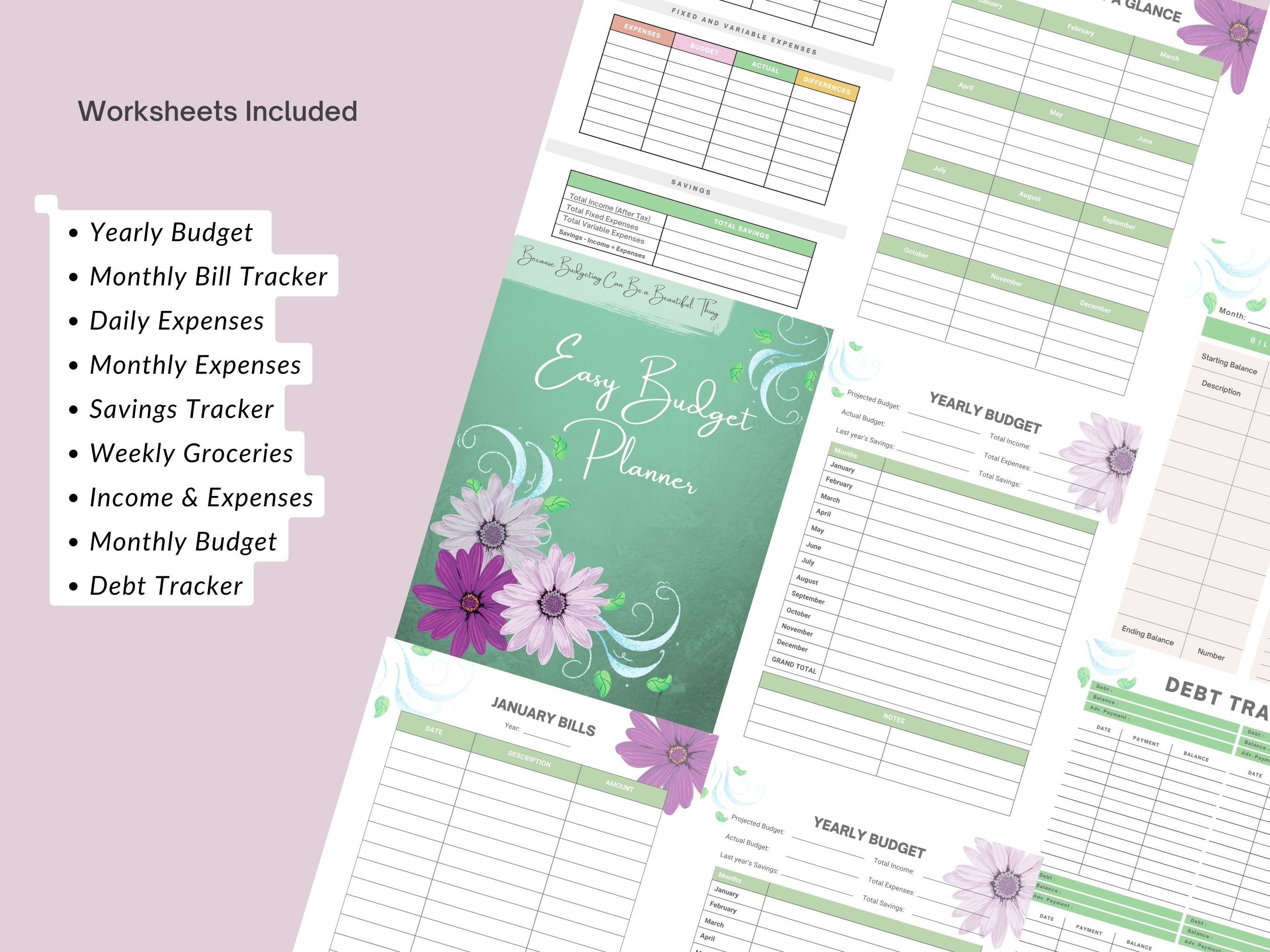Easy Budget Planner 21 Simple to Print and Use Daily, Monthly, Yearly ...