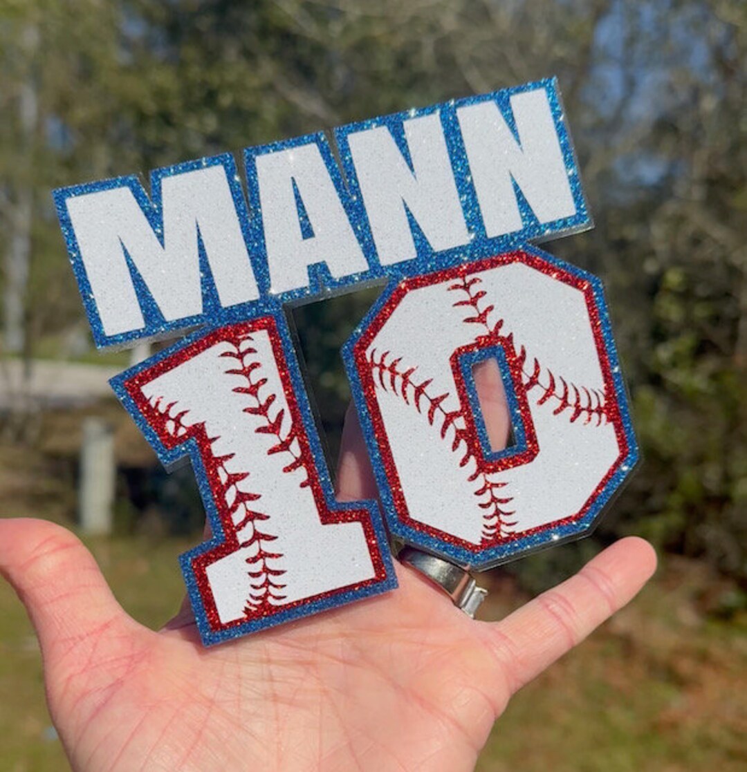 Glitter Baseball Numbers Name Stickers & Magnets -school Spirit Pride ...