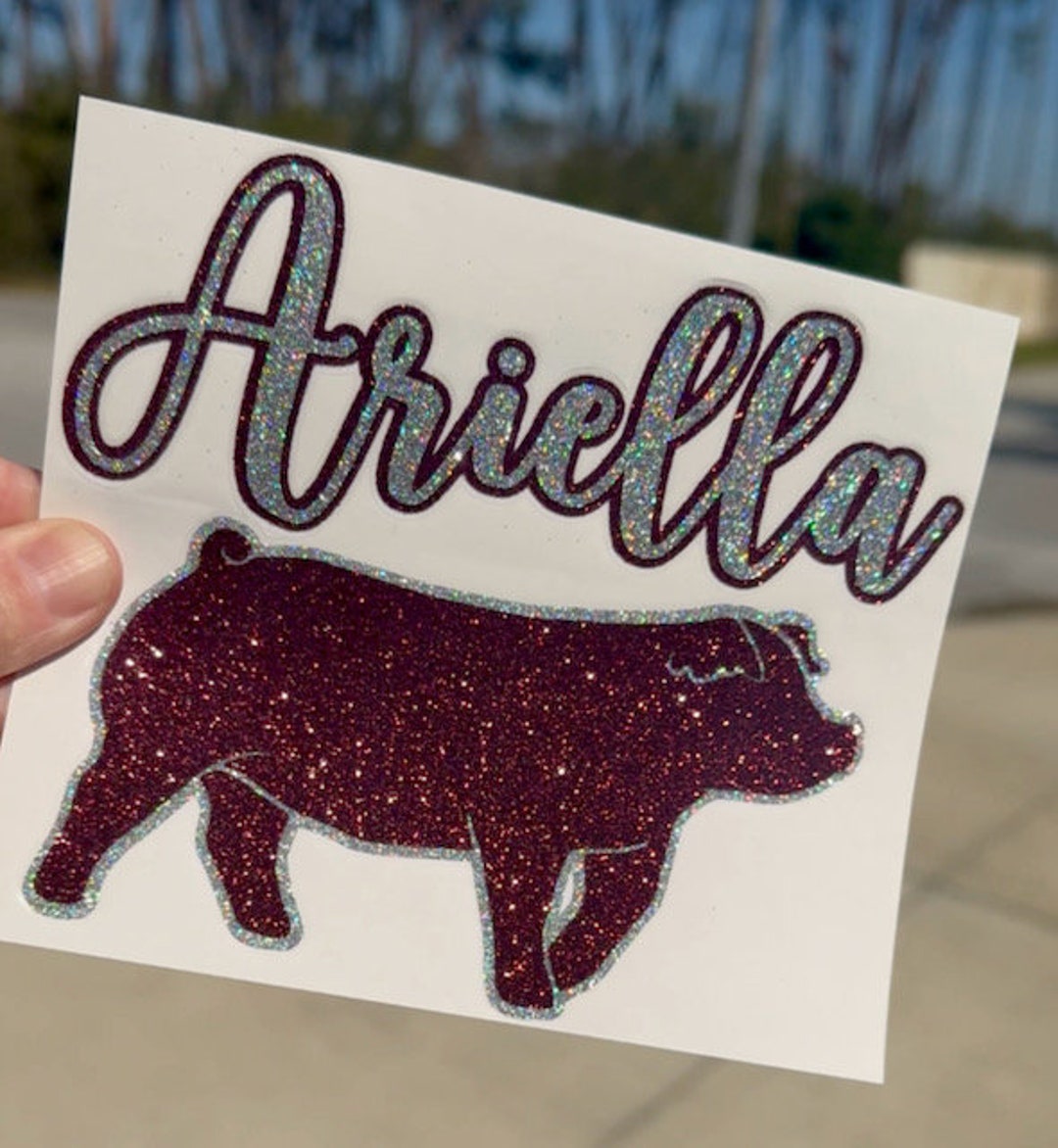 Glitter Duroc Hog Name Decals - Custom Pig Sprayer Stickers - Laptop ...