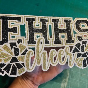 Cheer Glitter Stickers & Magnets - Personalized Cheerleader High School ...