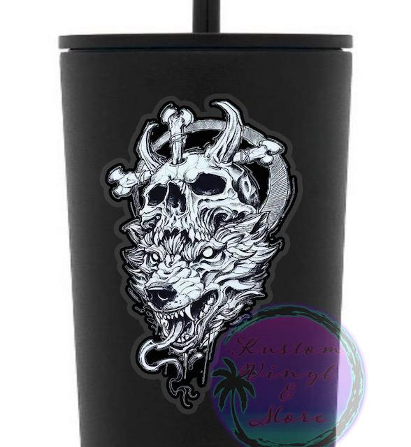 Viking Skull Fenrir Sticker - Norse Pagan Wolf Decal - Windows Car ...