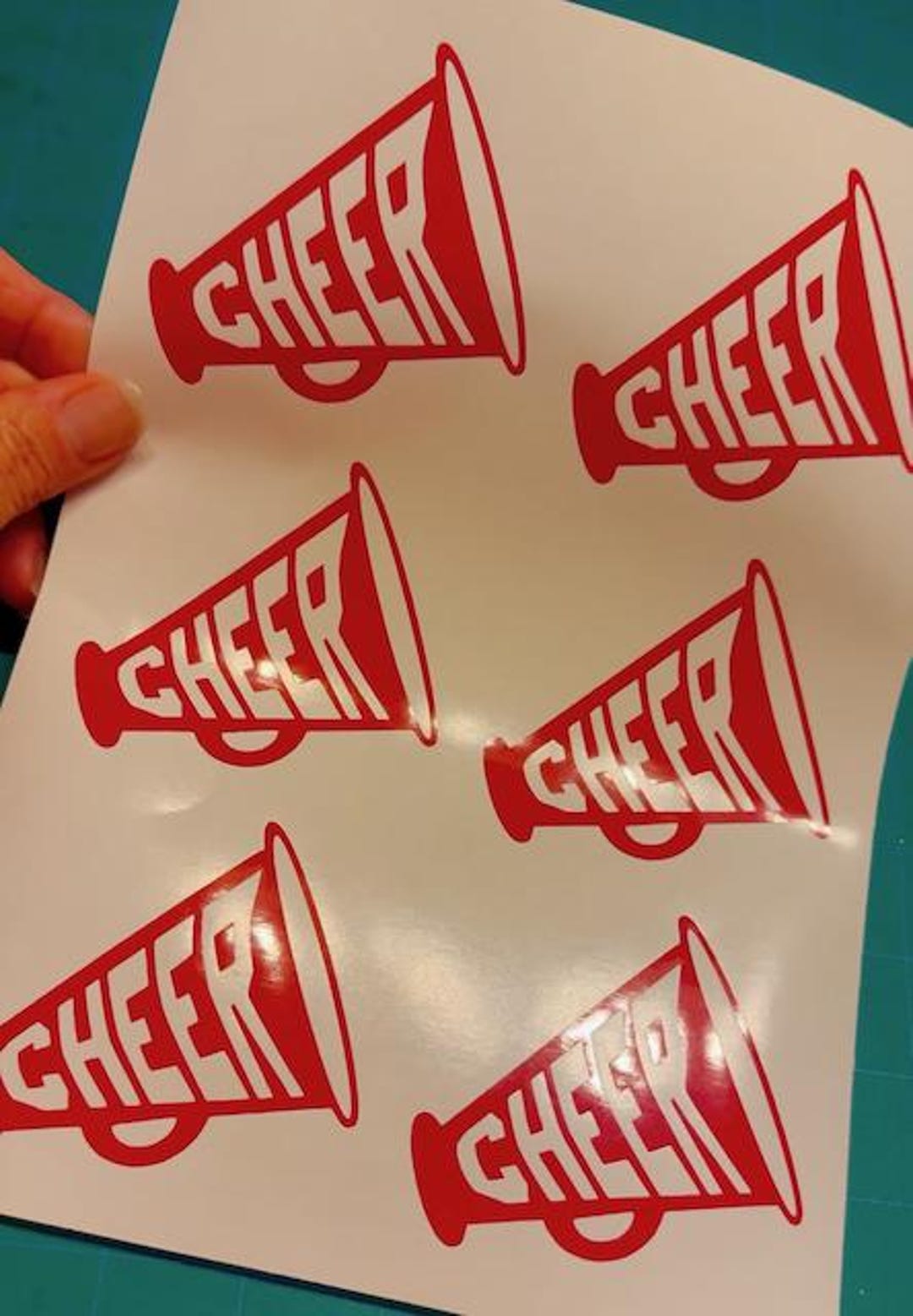 Cheer Bucket Decals - Set of 6 Megaphones - Vinyl Car Laptop Decals ...