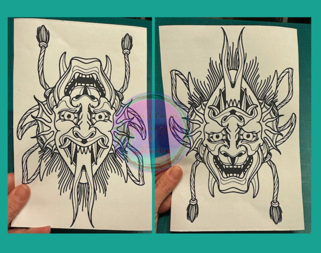 Japanese Devil Mask Decal Oni Samurai Hannya Kabuki Kami Kitsune Yōkai ...