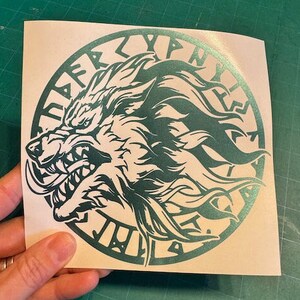 Norse Fenrir Decal - Viking Wolf Futhark Runes Sticker - Vinyl Car ...