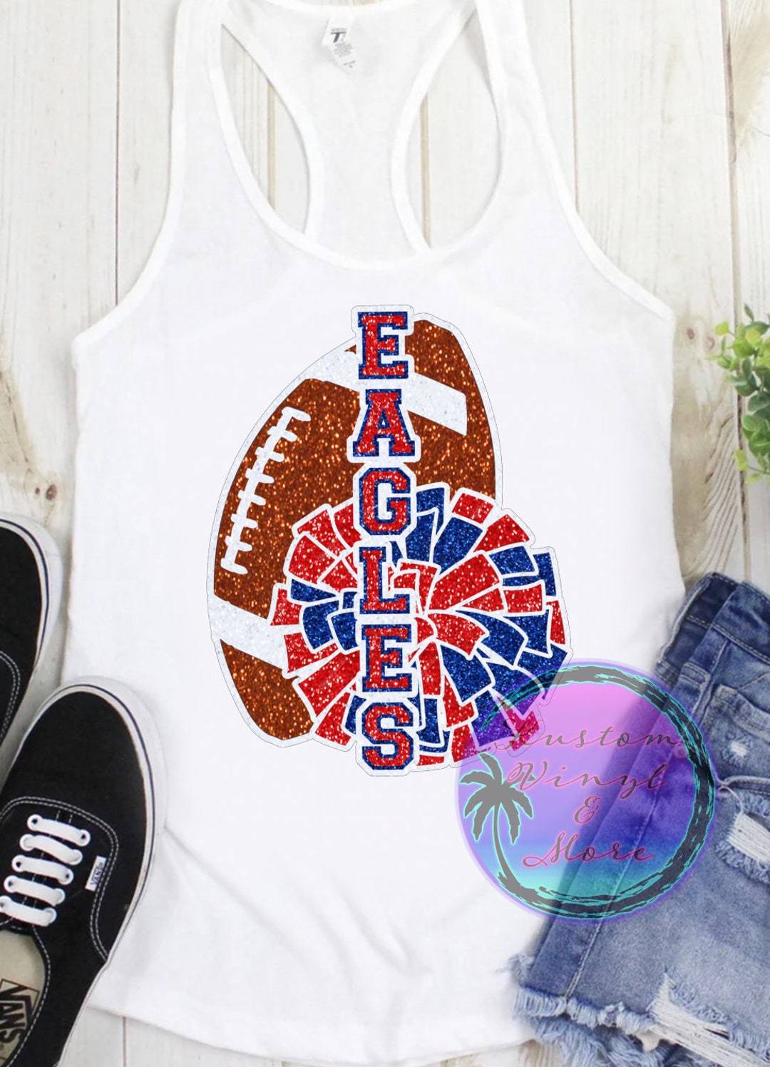 Custom Glitter Football Tank Tops - Team Racerback Tanks School Name ...