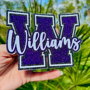 Glitter BIG Varsity Letter Name Stickers & Magnets - Varsity Junior ...