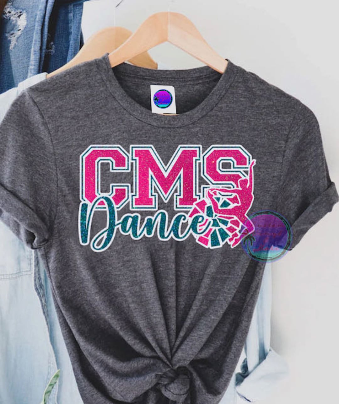 Custom Glitter Dance T-shirts - Dance Team Name Letters Pom-pom Dancer ...