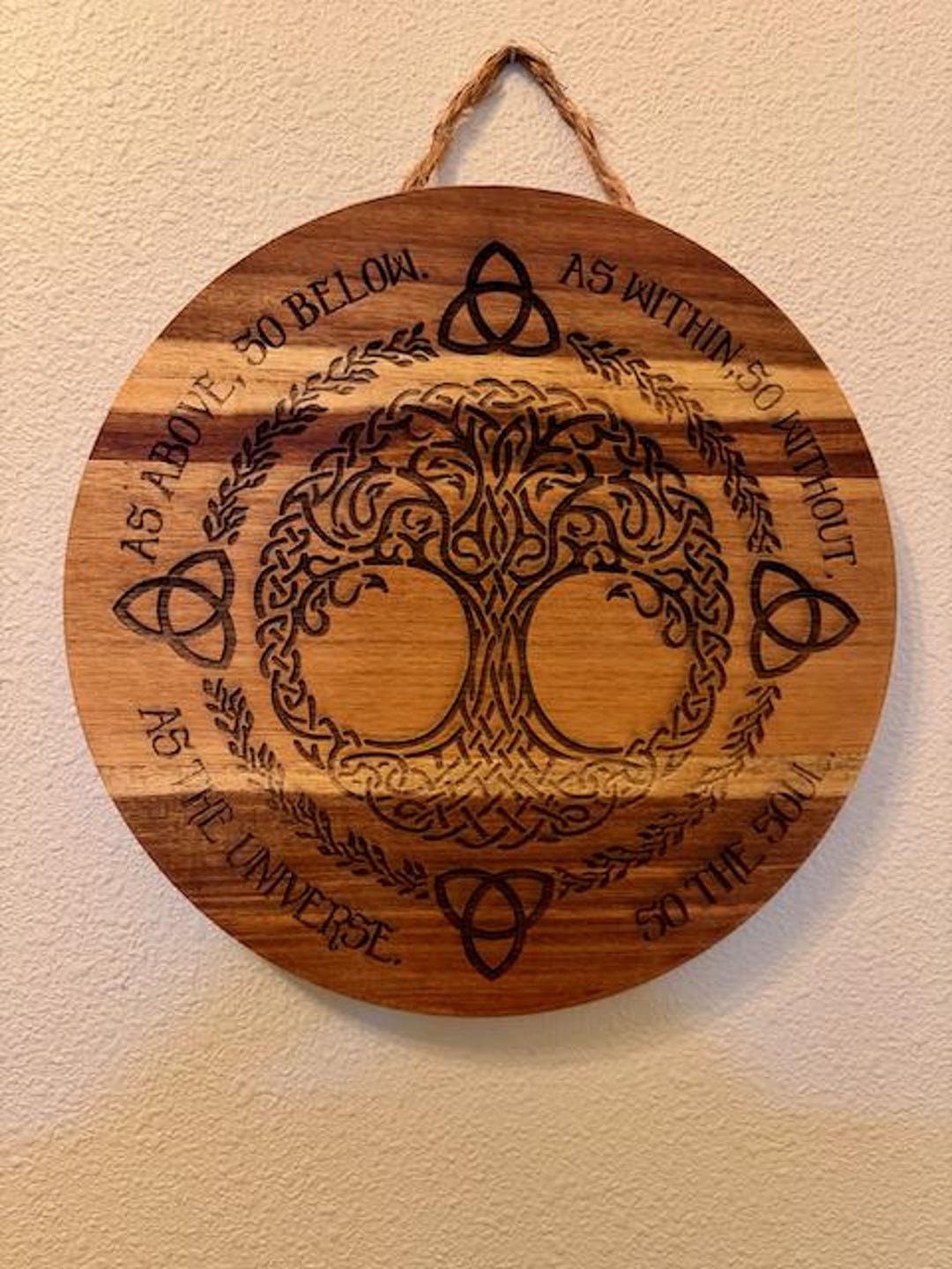 Tree of Life as Above so Below Wall Art Decor - Engraved Acacia Wood ...