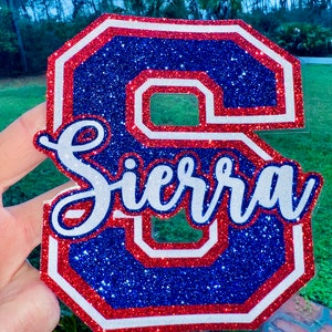 Glitter BIG Varsity Letter Name Stickers & Magnets - Varsity Junior ...
