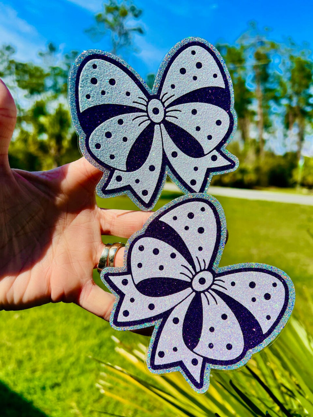 Custom Glitter Cheer Bow Sticker Varsity Junior Varsity - Etsy