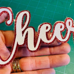 Cheer Glitter Stickers- "cheer" Cursive Font Decal - Varsity JV Car ...