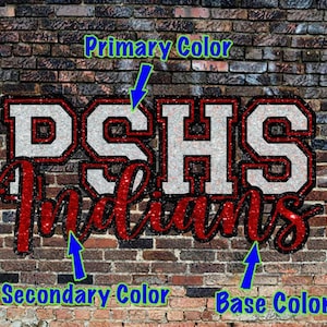 Custom Glitter School Pride Stickers & Magnets - Cursive Name Sports ...