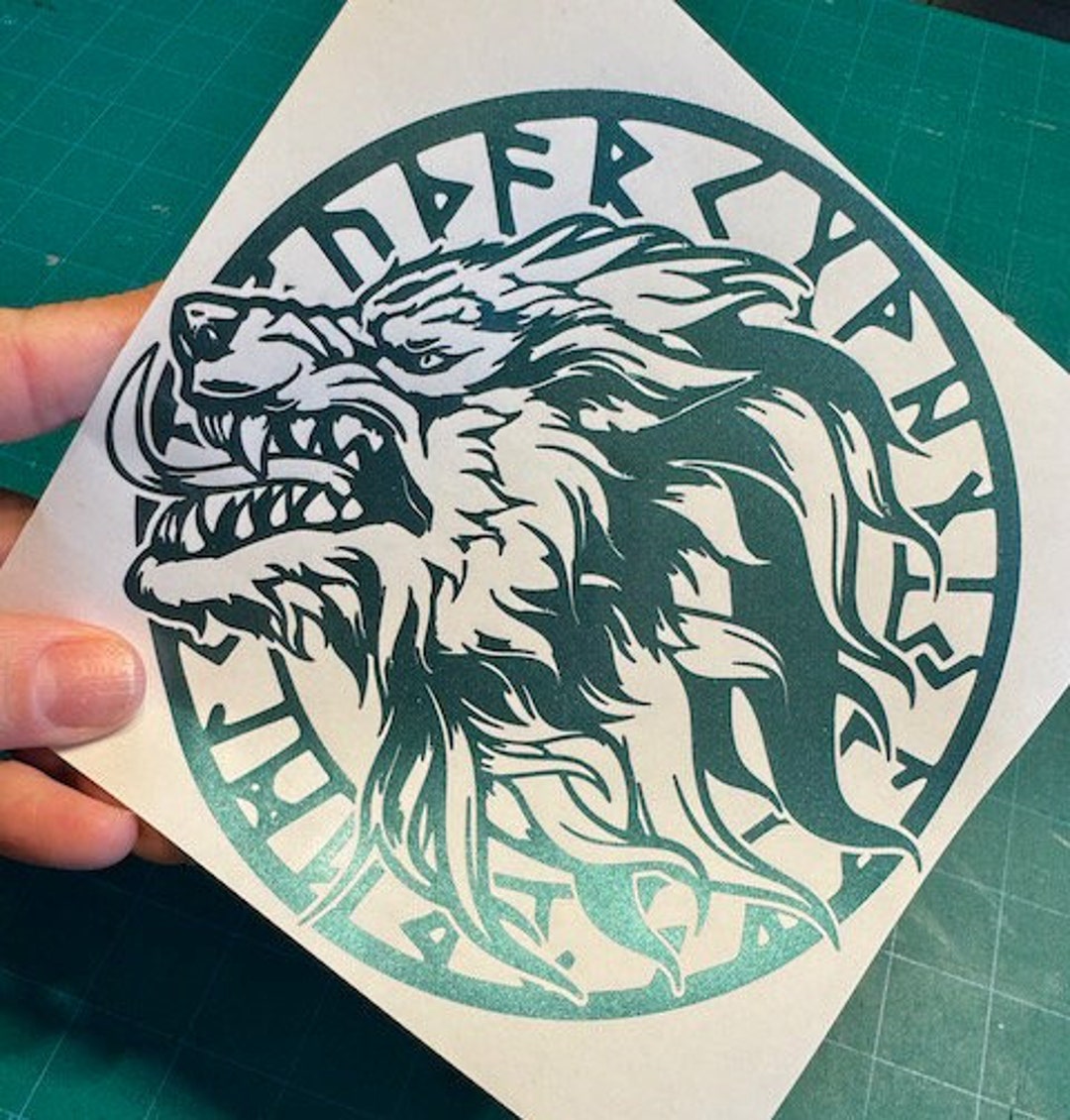 Norse Fenrir Decal - Viking Wolf Futhark Runes Sticker - Vinyl Car ...