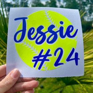 Personalized Softball Name # Decal - Custom Soft Ball Vinyl Sticker ...