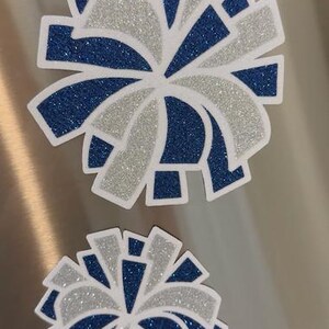 Custom Cheer Glitter Pom-pom Stickers & Magnets - Cowbell Pom Poms ...